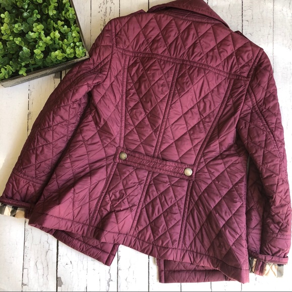Burberry | Jackets & Coats | Burberry Quilted Zip Peacoat In Raspberry ...